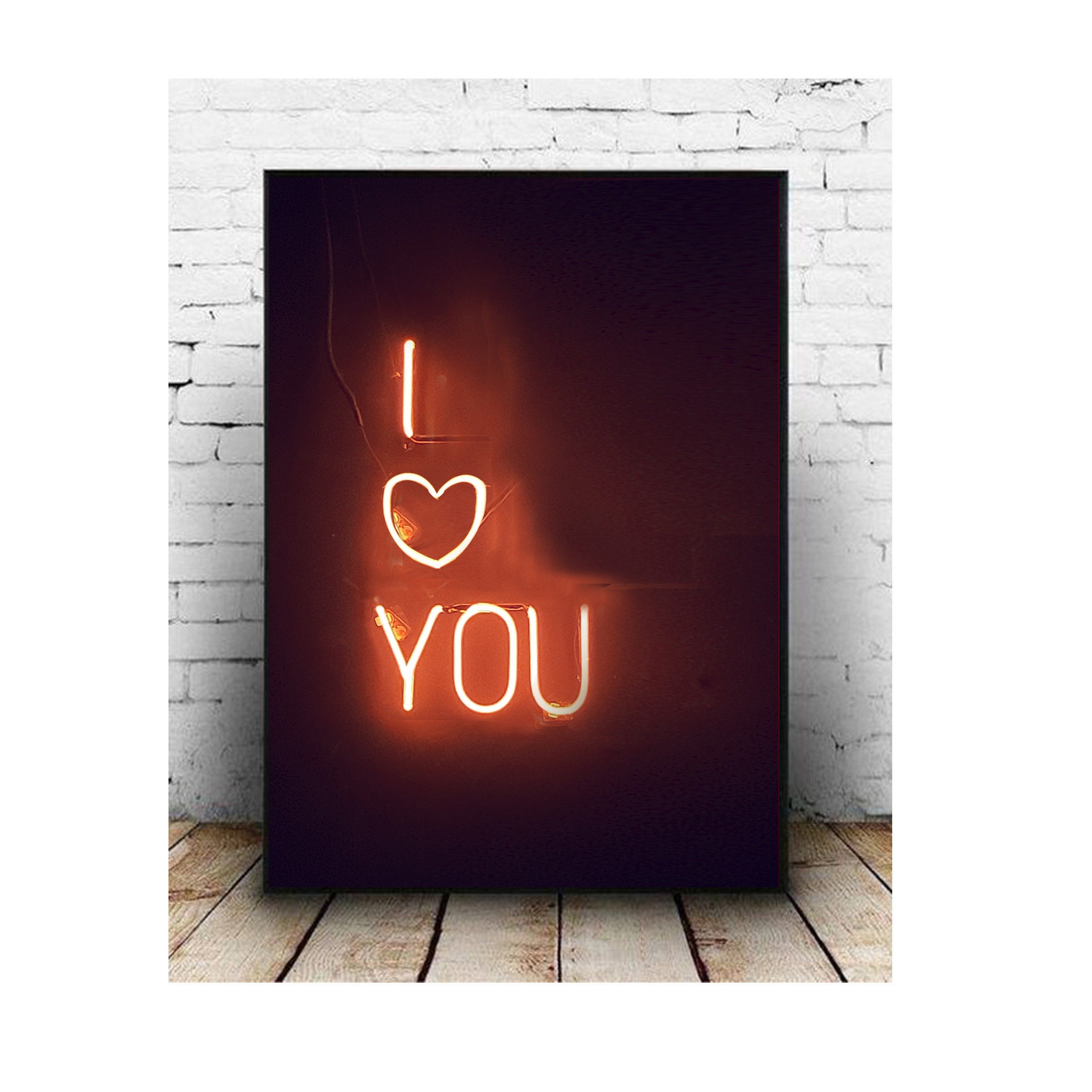 Neon Sign Print Art Print I Heart You Print Home Decor - Etsy UK