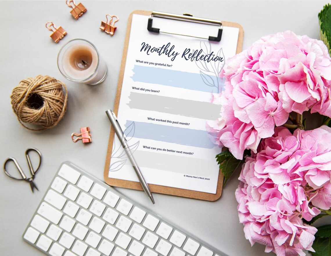 Monthly Intentions and Reflection 2-page Planner Printable Digital ...