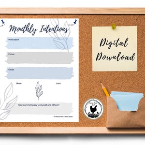 Monthly Intentions and Reflection 2-page Planner Printable Digital ...