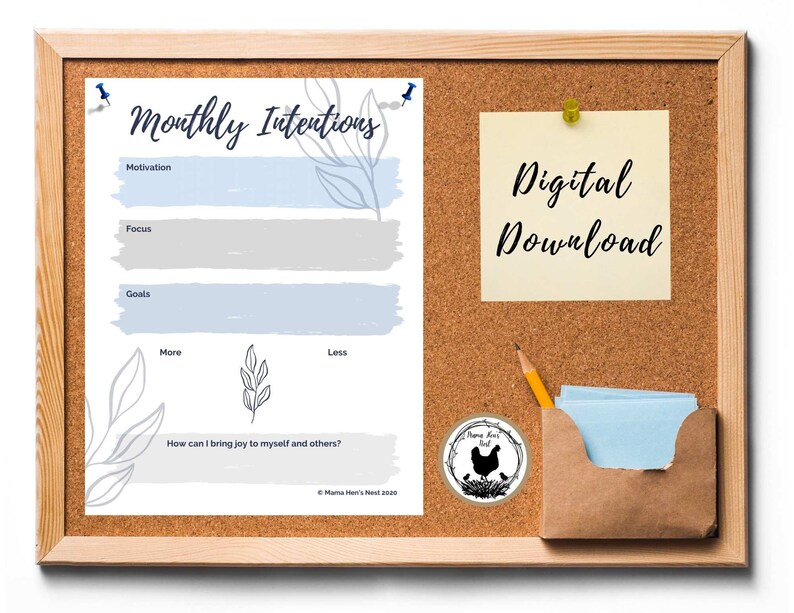 Monthly Intentions and Reflection 2-page Planner Printable Digital ...