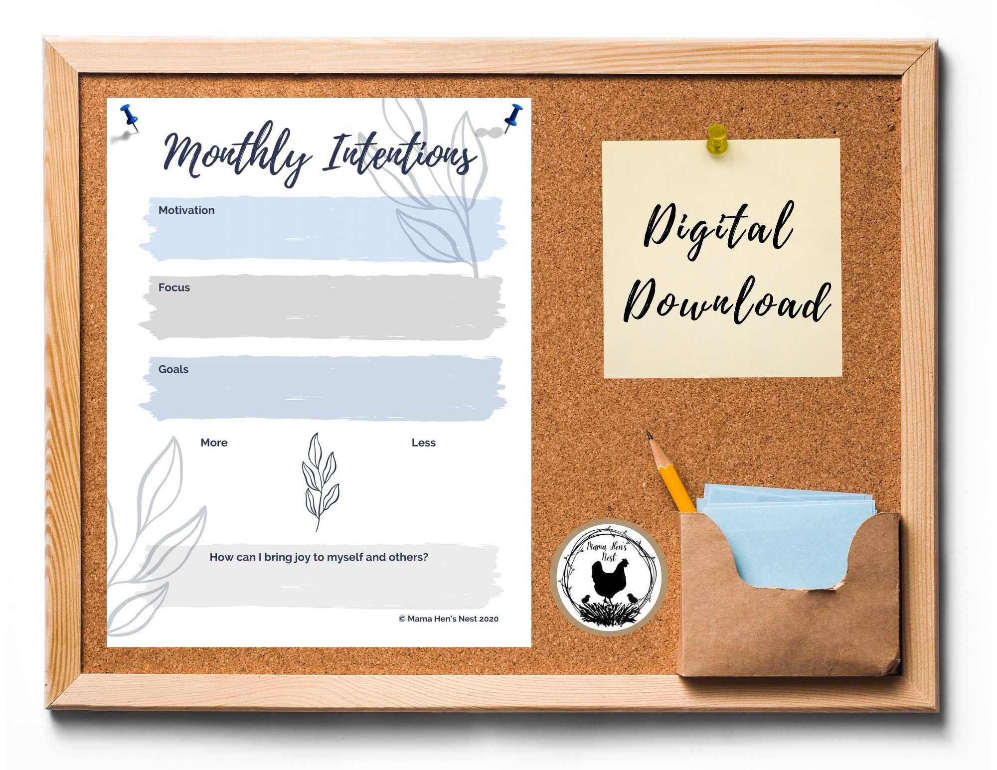 Monthly Intentions and Reflection 2-page Planner Printable Digital ...