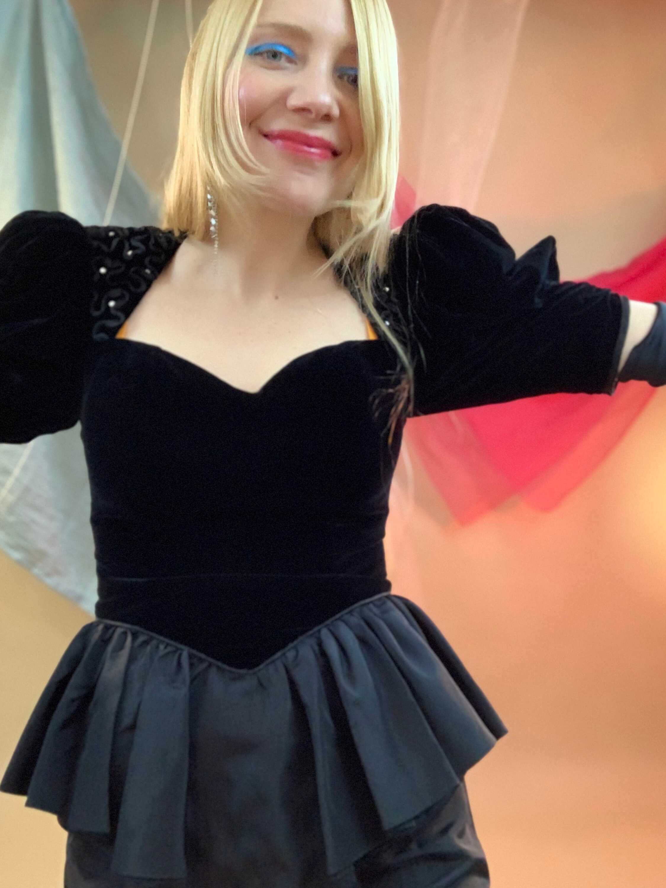 80s Puff Sleeve Sweetheart Ruffle Dress - Etsy