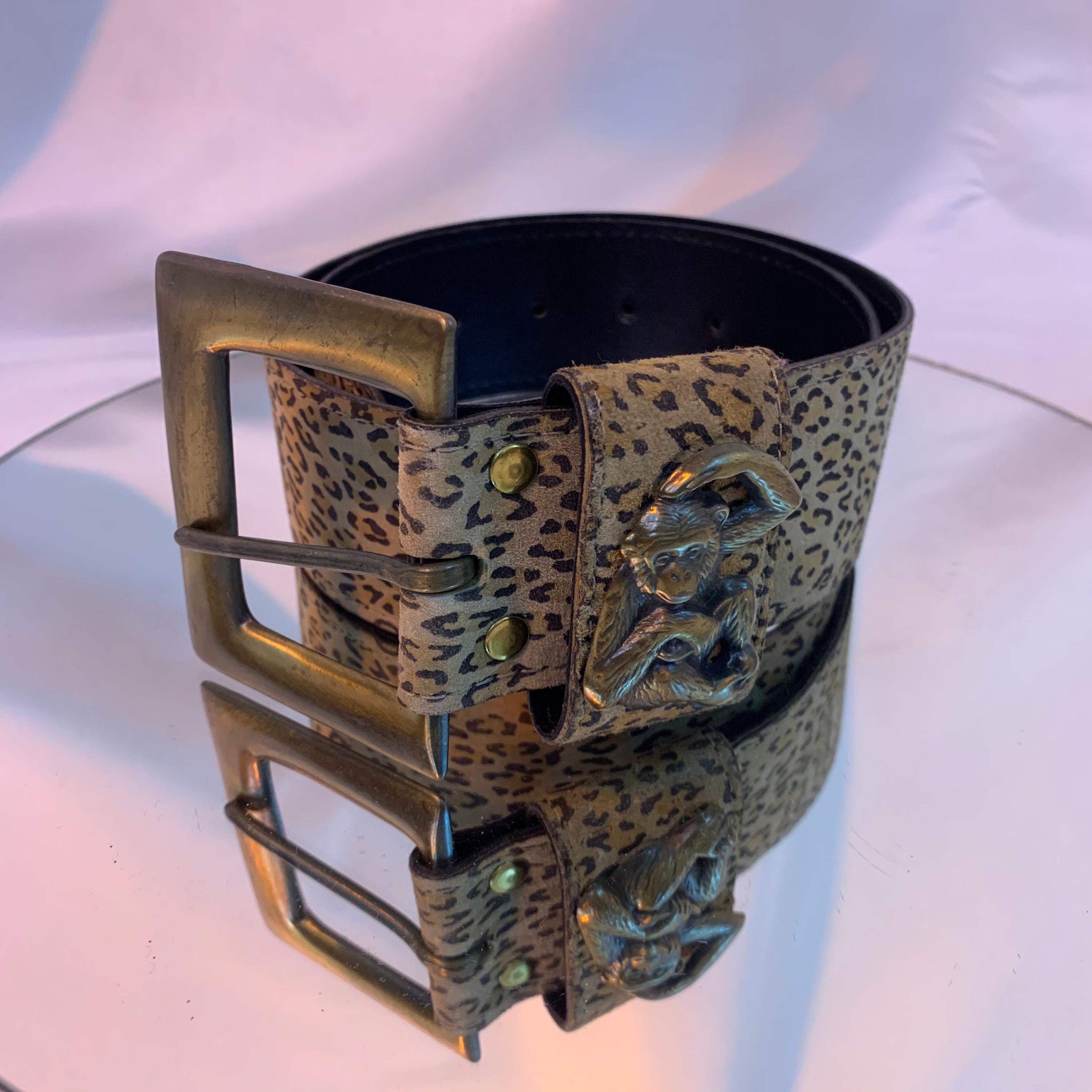 Leopard Suede Brass Monkey Belt - Etsy