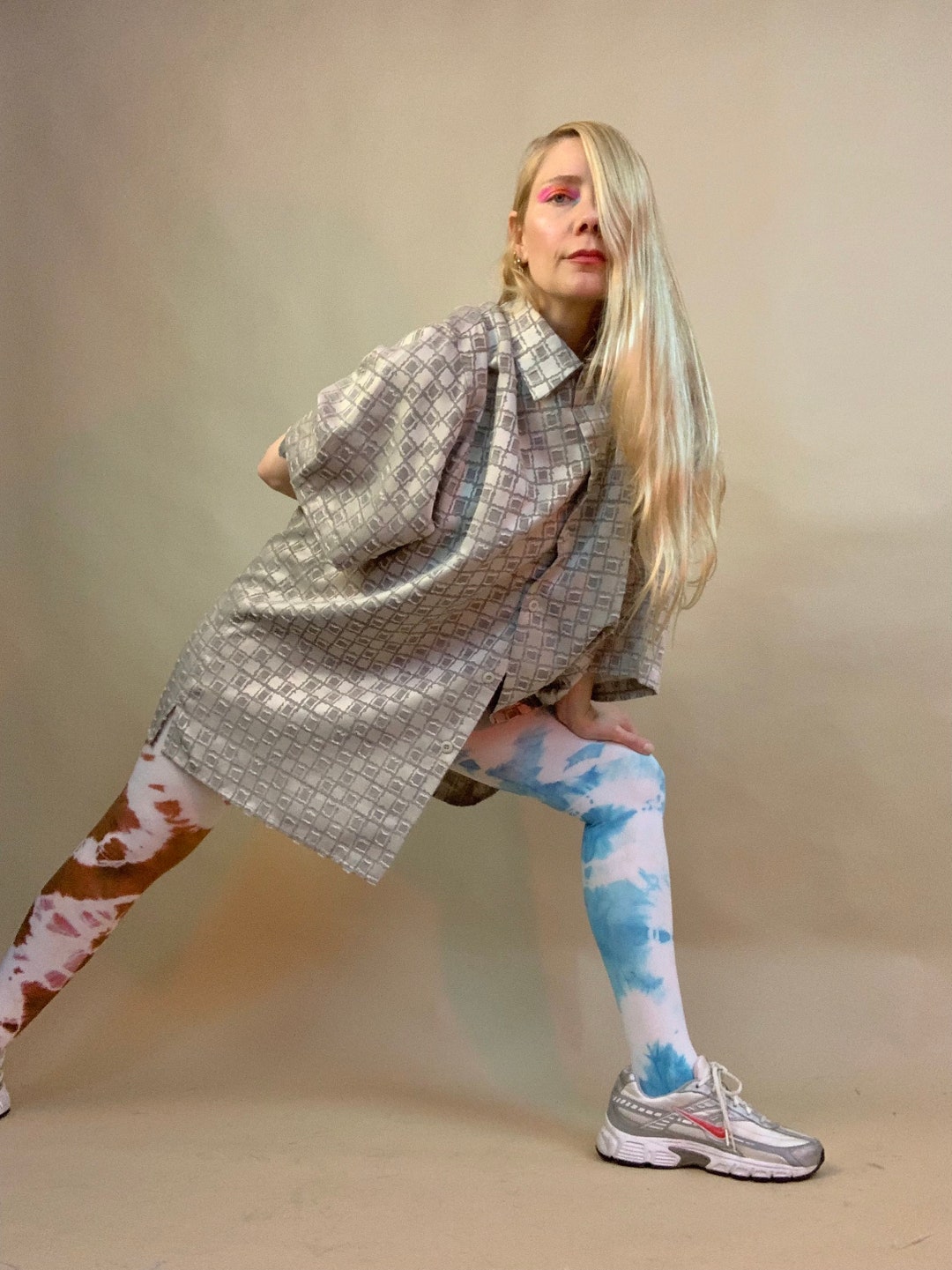 Recycled Tie Dye Tights: Hand Dyed Two-tone Colorful Tights - Etsy
