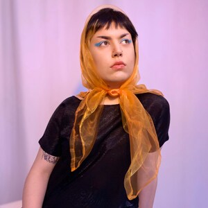 Sheer Large Square Orange Scarf - Etsy