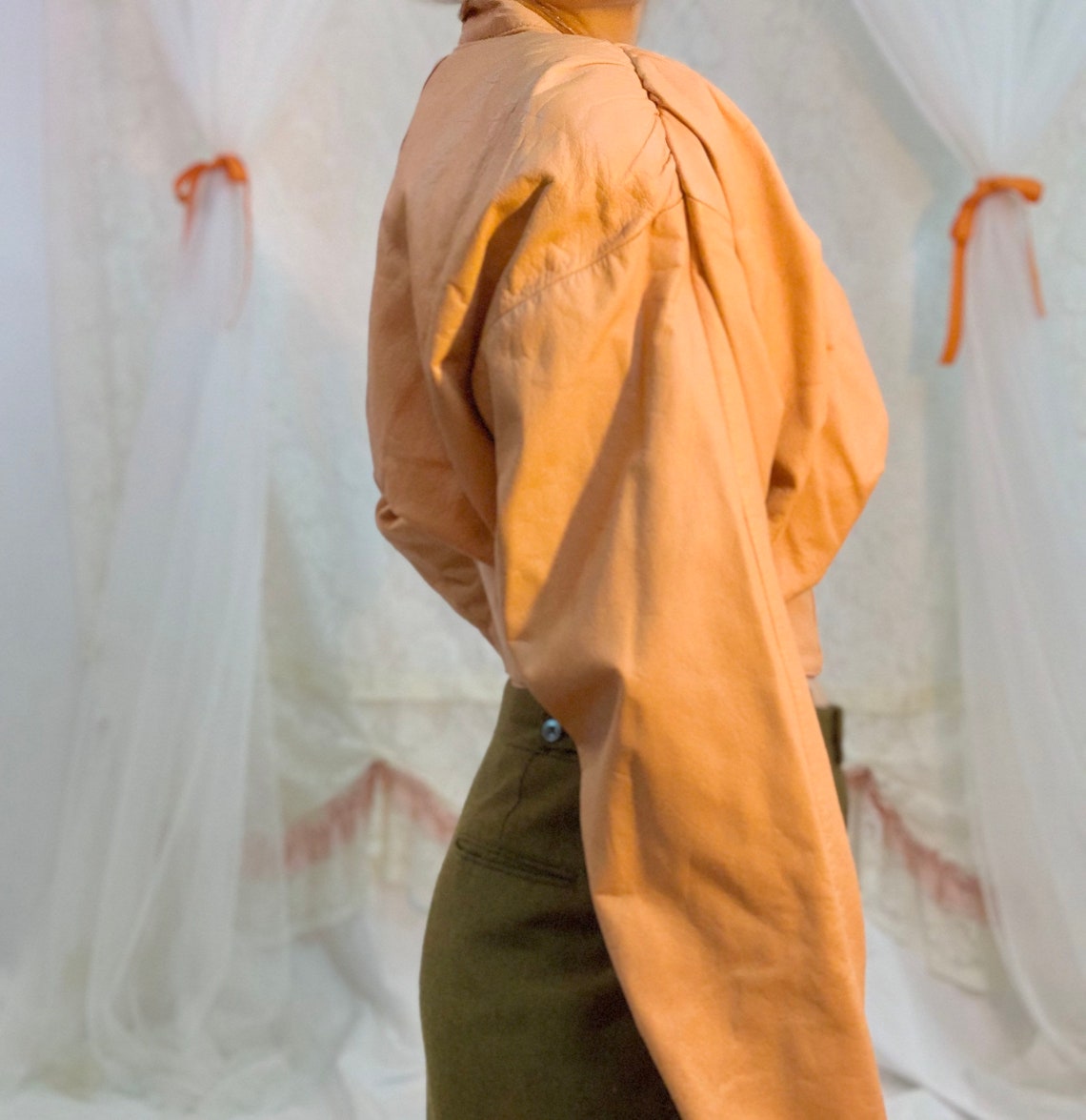 Ruched Yoke Leather Jacket | Etsy