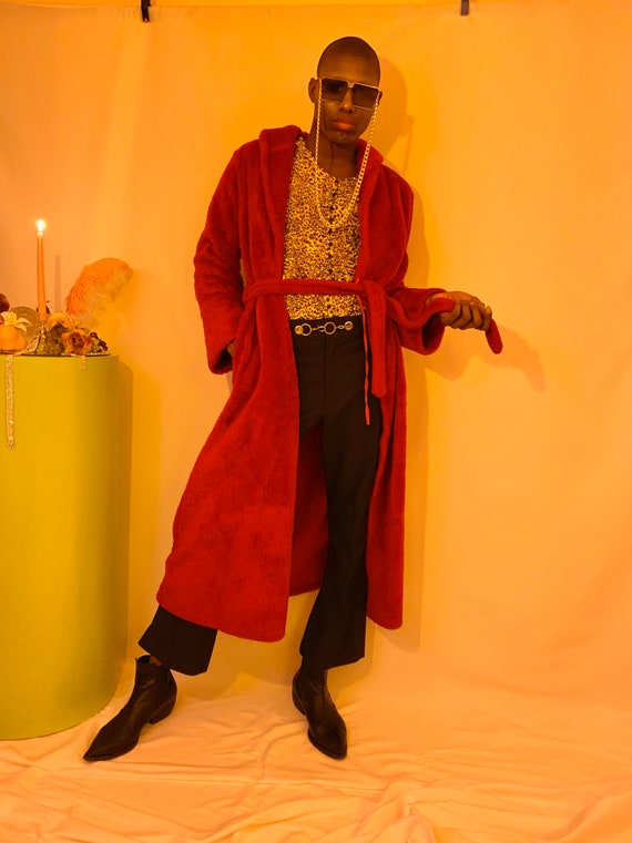 Red plush teddy bear robe coat - Gem