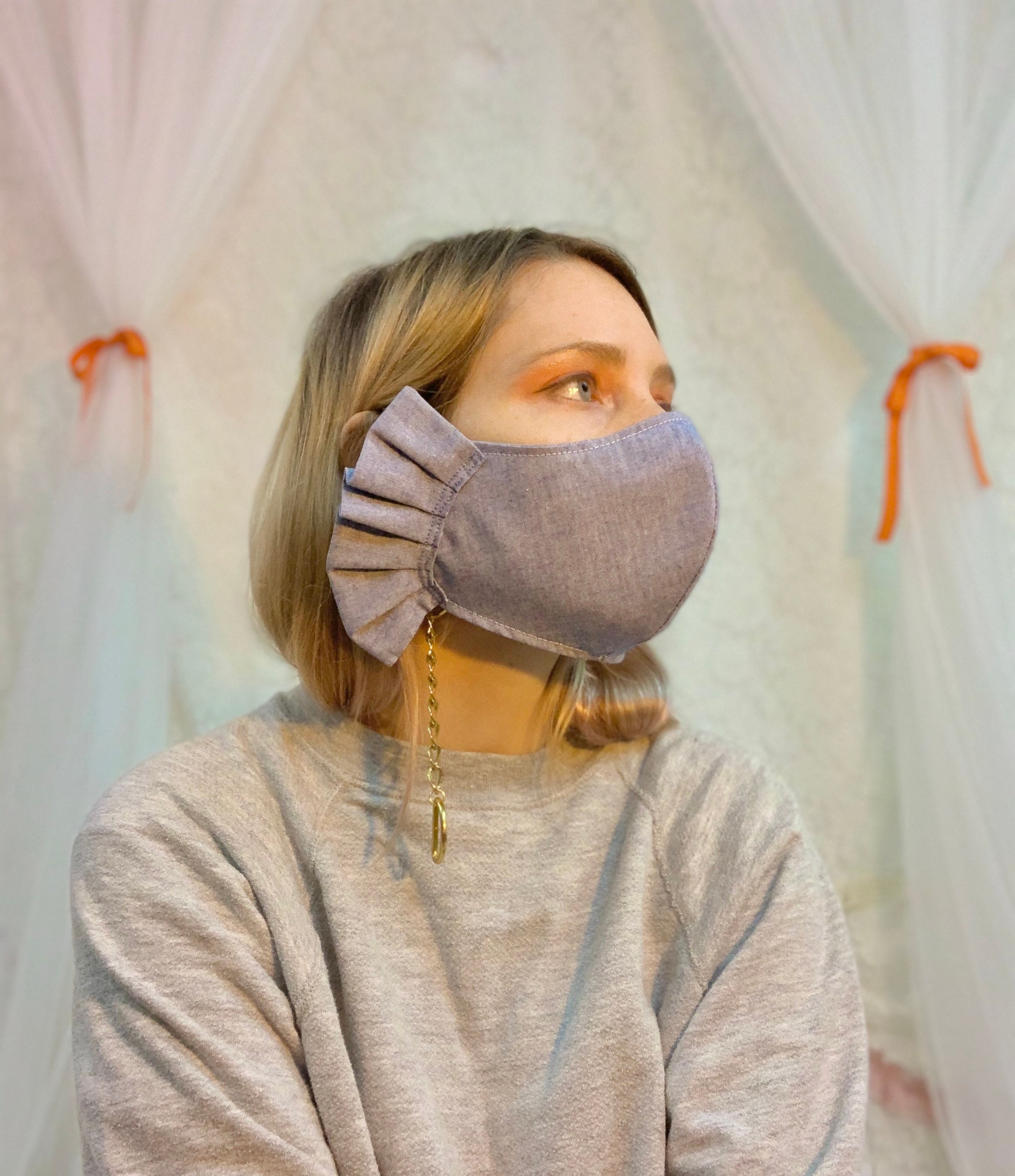 Handmade Chambray Ruffle Winged Mask - Etsy New Zealand