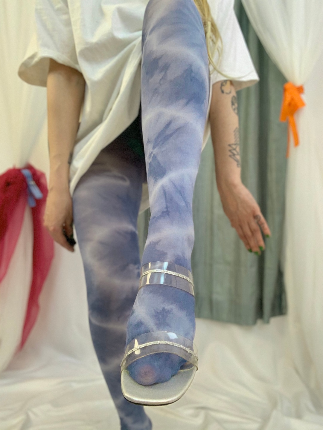 Hand-dyed Tie Dye Tights: Denim Blue, Size Inclusive - Etsy