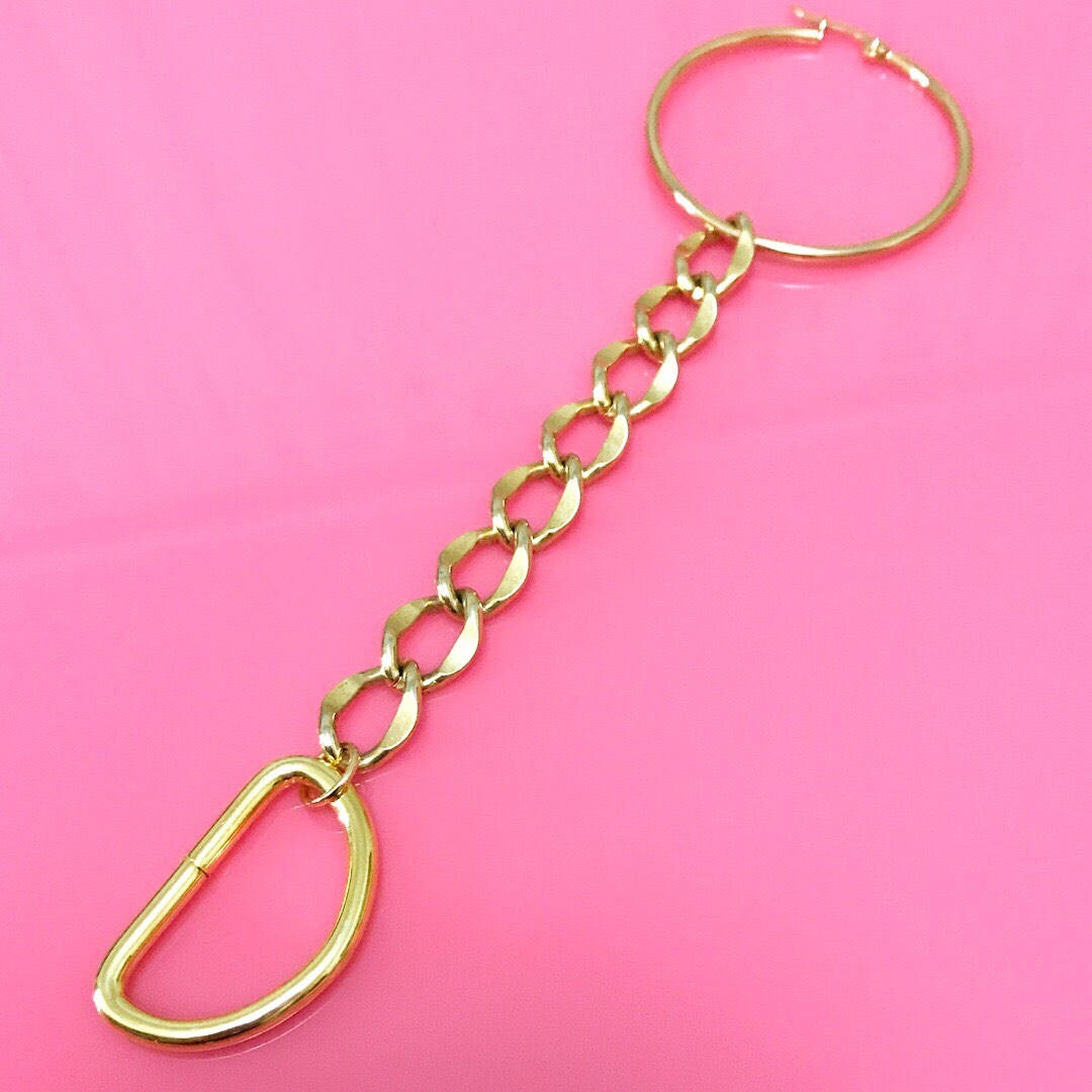Gold Chain Half Moon Hoop - Etsy