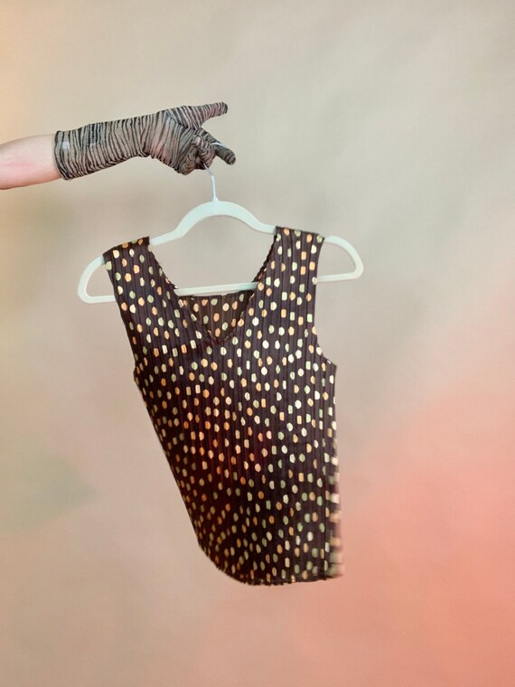 Micropleat scrunch popcorn polka dot top - Gem