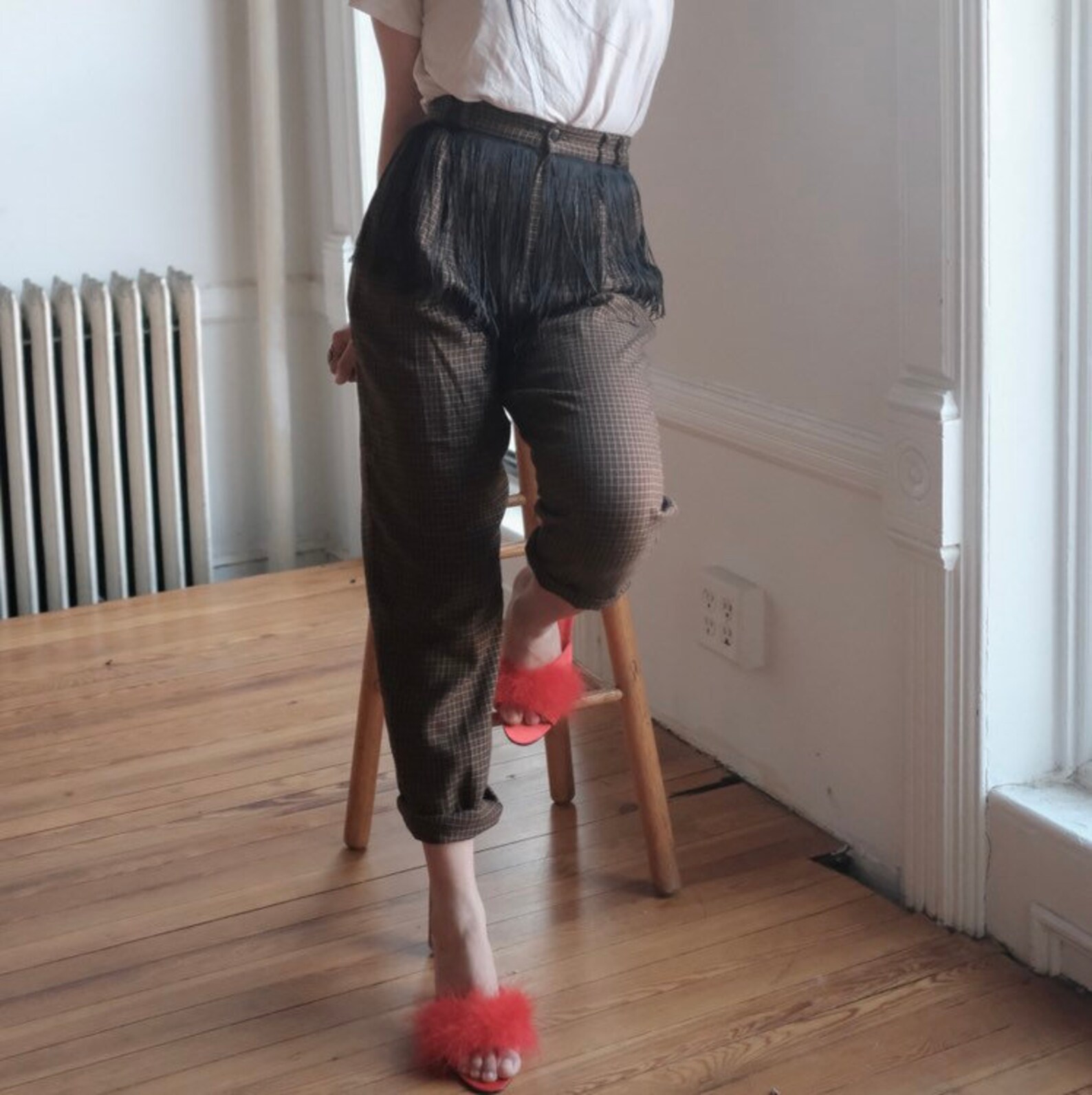 Plaid Piano Fringe Remade Pants - Etsy