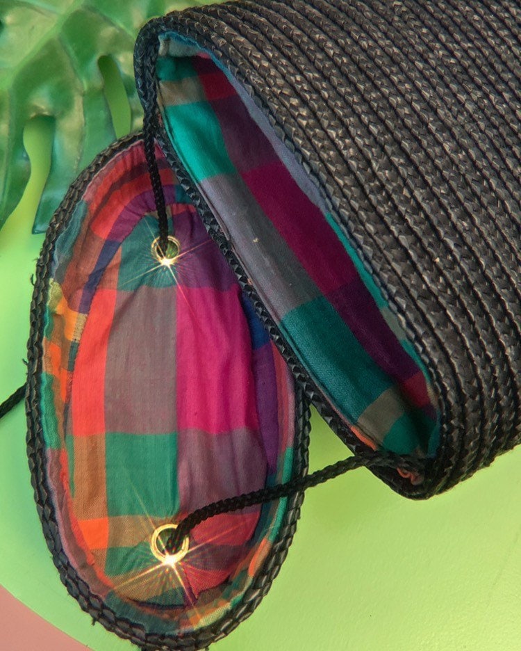 Straw & Madras Plaid Bucket Lid Bag - Etsy