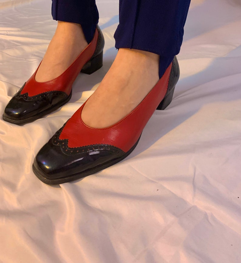 Patent Wingtip Brogue Block Heels | Etsy