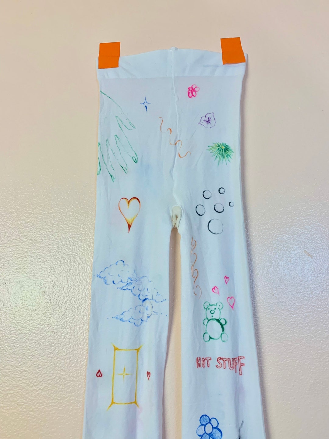 Hand Draw Tights, Printed Tights, Art Doodle Tights, Colorful Tights ...