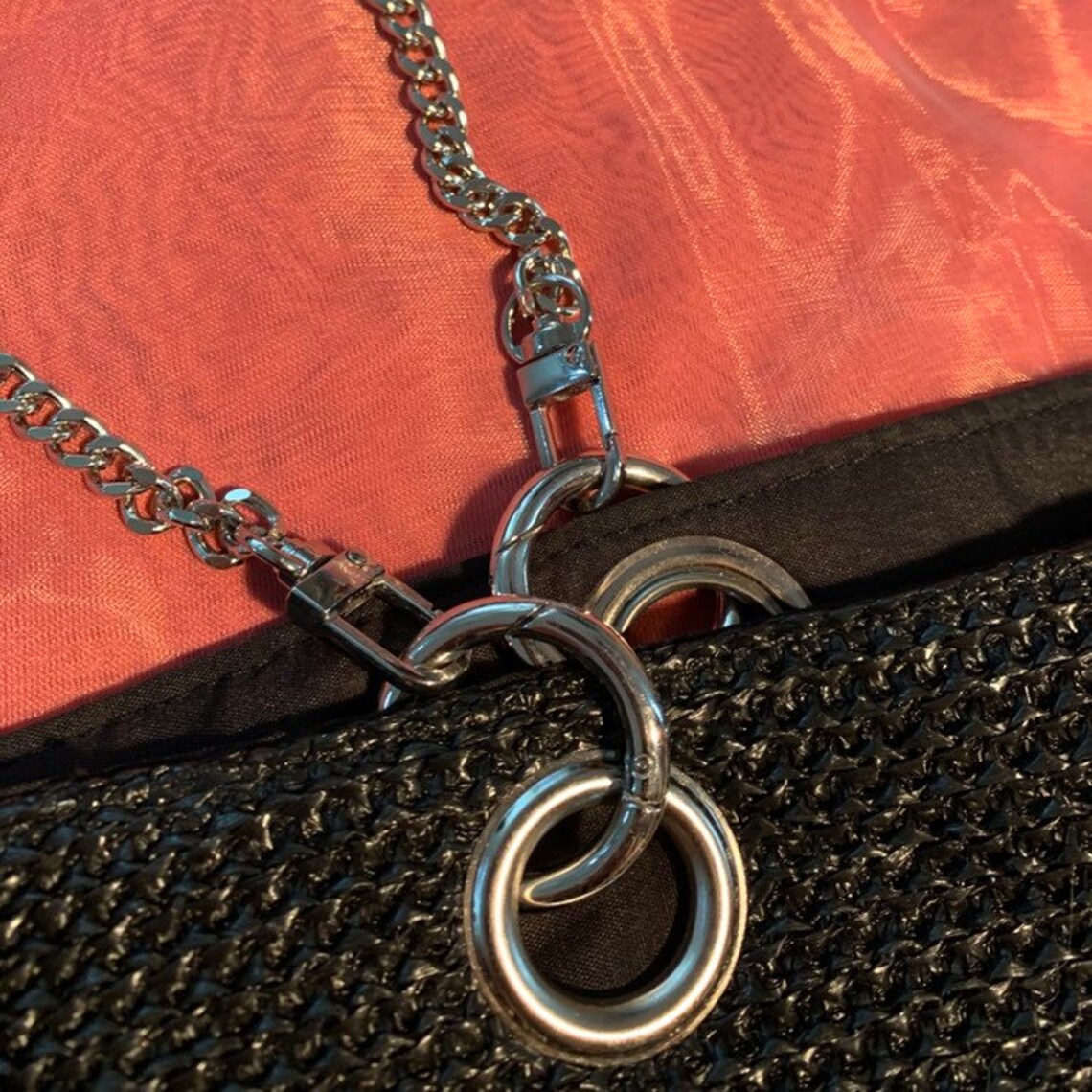 Xl Woven Straw Grommet Chain Tote - Etsy