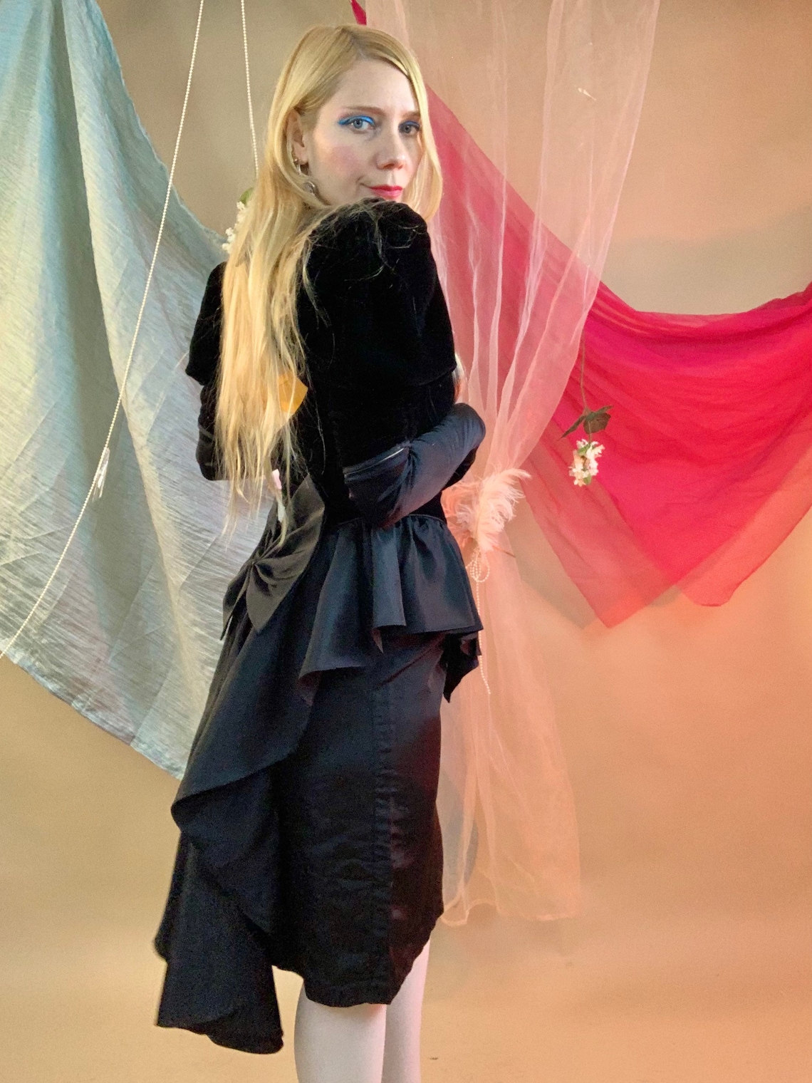 80s Puff Sleeve Sweetheart Ruffle Dress - Etsy