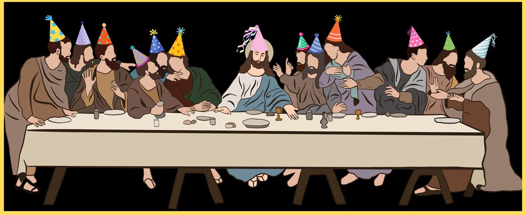 The Last Supper Digital Download With Party Hats, Funny Classical Art ...