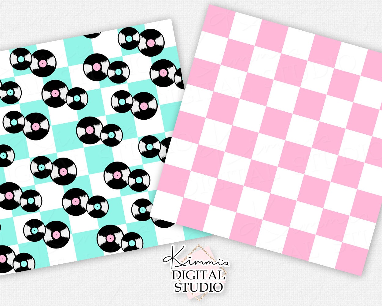 Retro Diner pink Digital Paper Pack 14 Digital Papers | Etsy