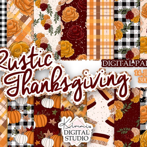 Rustic Thanksgiving Digital Paper Pack 12 Digital Papers | Etsy