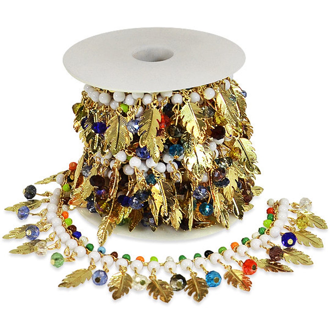 5 Yards of Phaedra Feather Beaded Chain Trim - Etsy