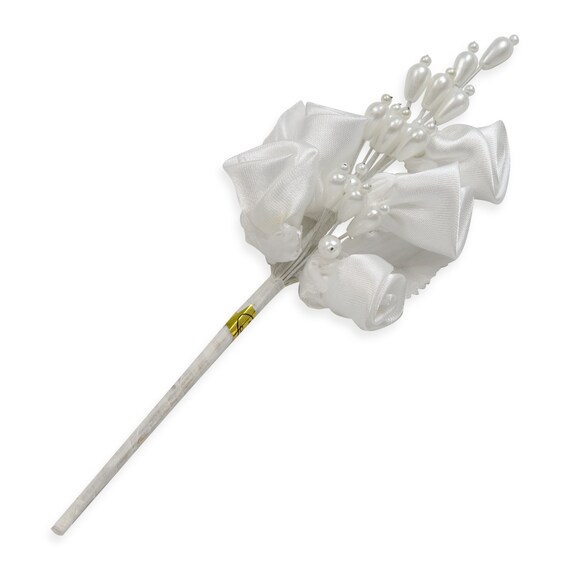 Vintage Satin Rosebud and Pearl Stem pack of 5 - Etsy
