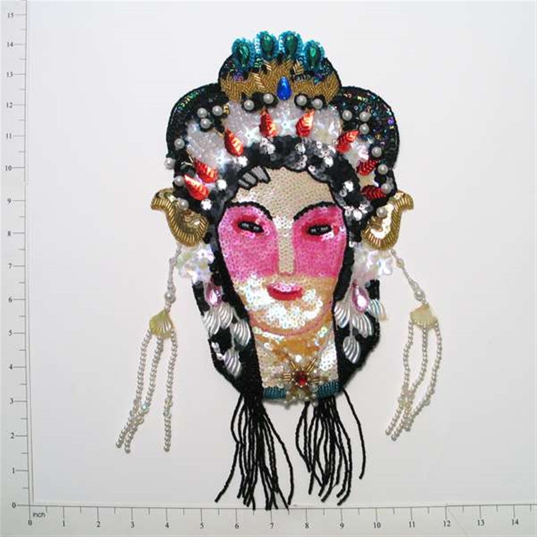 Oriental Lady Face Sequin Applique/patch 14 3/4 X 7 3/4 - Etsy