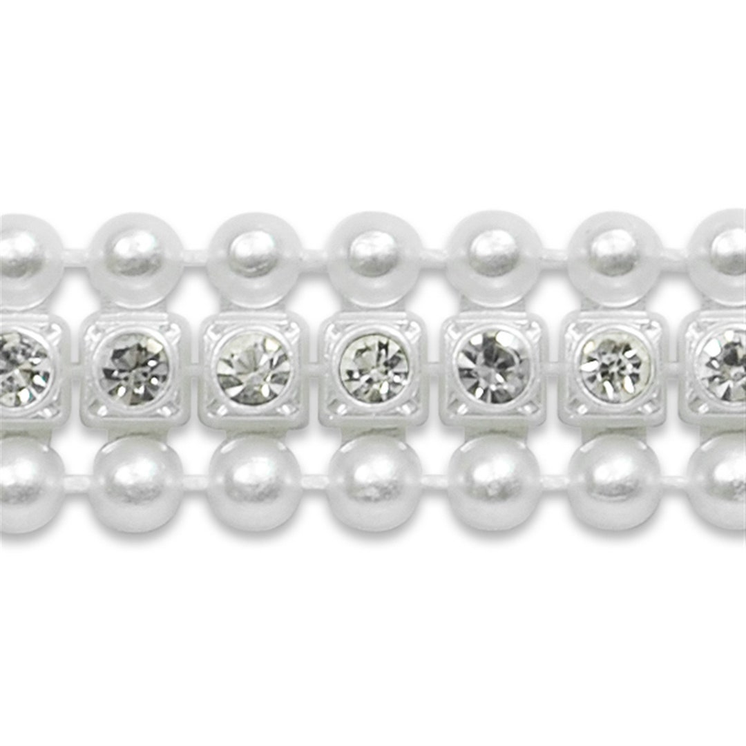 White Double Row Pearl Rhinestone Trim 2 Yards by Expo-trim - Etsy