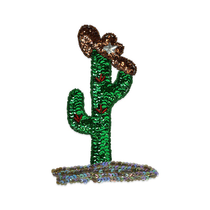 6 3/4 X 4 1/2 Cactus With Hat Sequin | Etsy