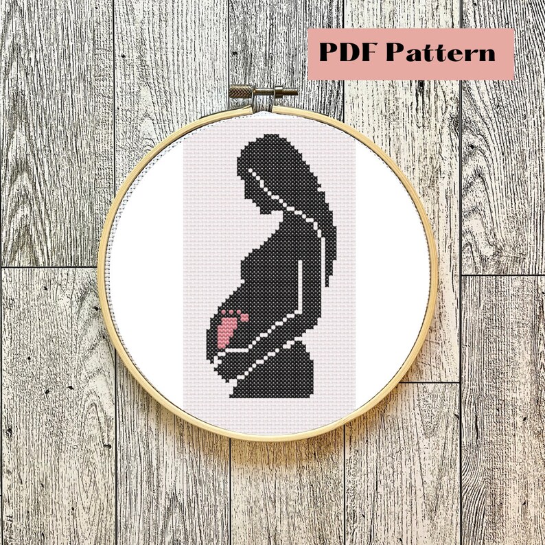 Pregnant Lady Silhouette Cross Stitch Pattern - Etsy