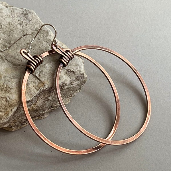 Copper Hoop Earrings - Etsy