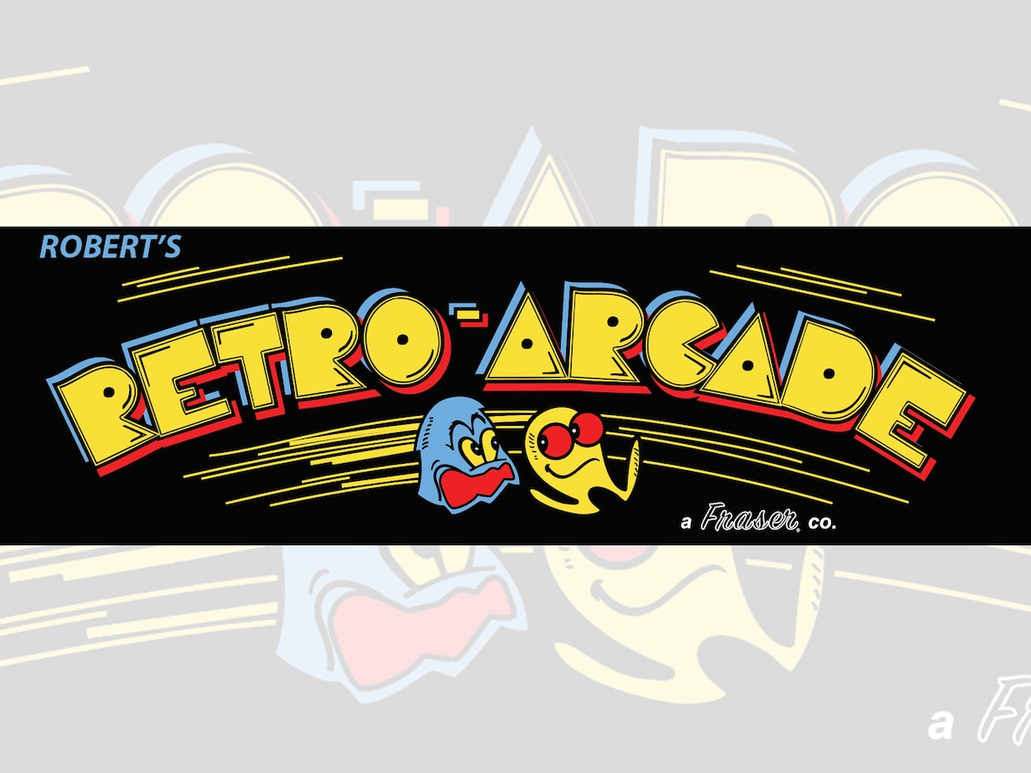Pacman-style Retro Arcade Marquee Digital Artwork for Printing Decal ...