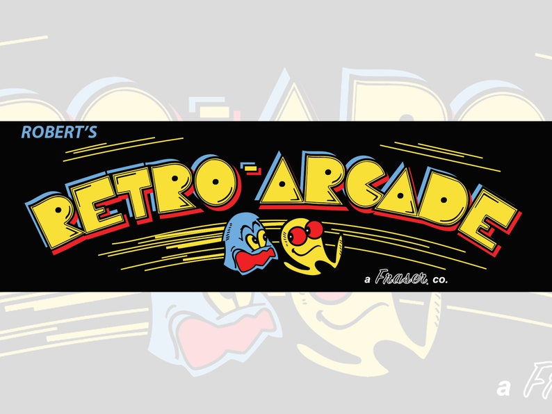 Pacman-style Retro Arcade Marquee Digital Artwork for Printing Decal ...