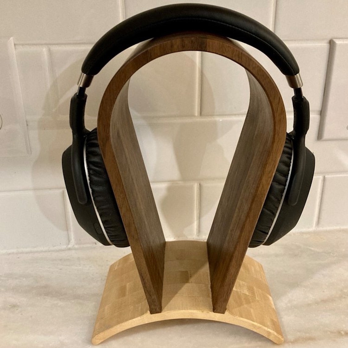 Wooden Headphone Stand Walnut Headphone Stand - Etsy