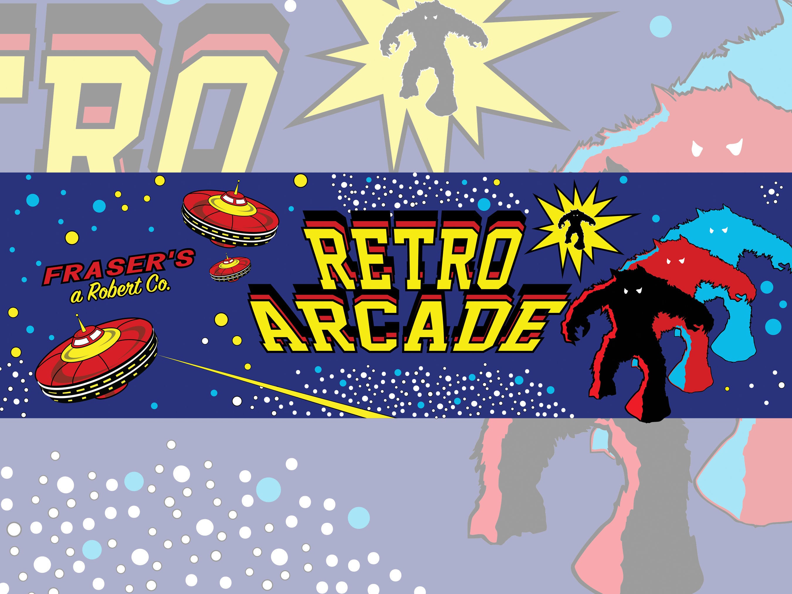 Space Invaders-style Retro Arcade Marquee Digital Artwork for Printing ...