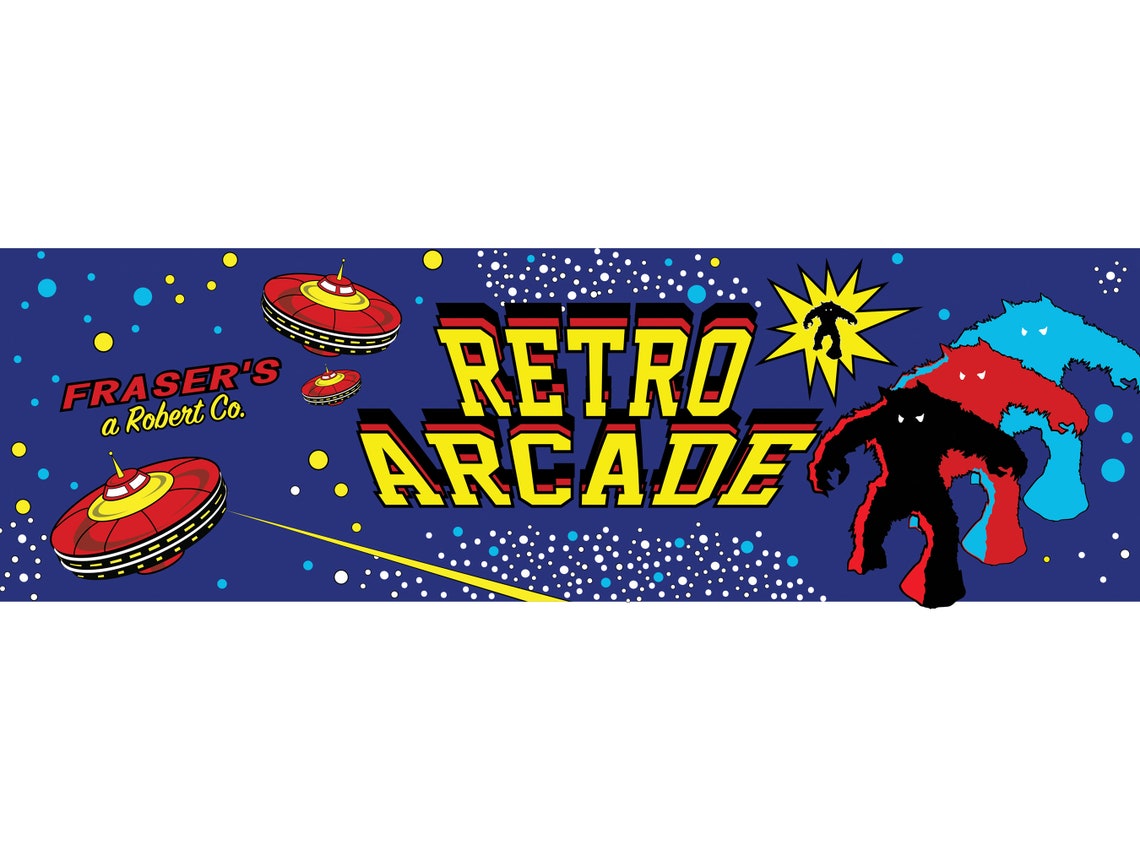 Space Invaders-style Retro Arcade Marquee Digital Artwork for Printing ...