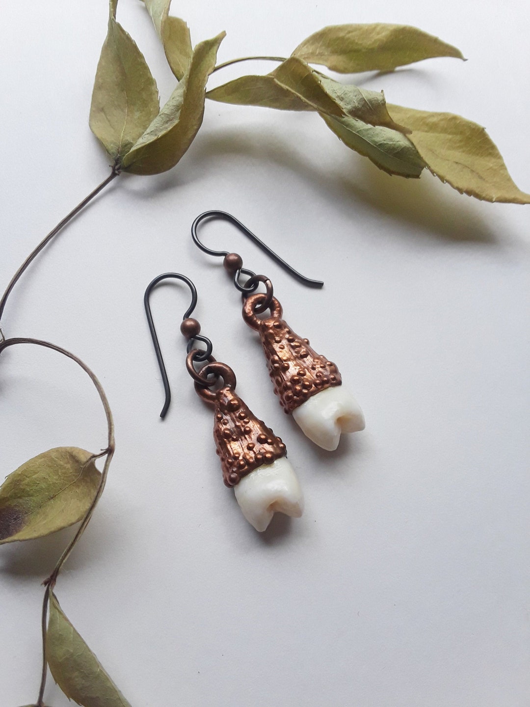 Real Human Tooth Copper Electroformed Earrings | Genuine Human Teeth ...
