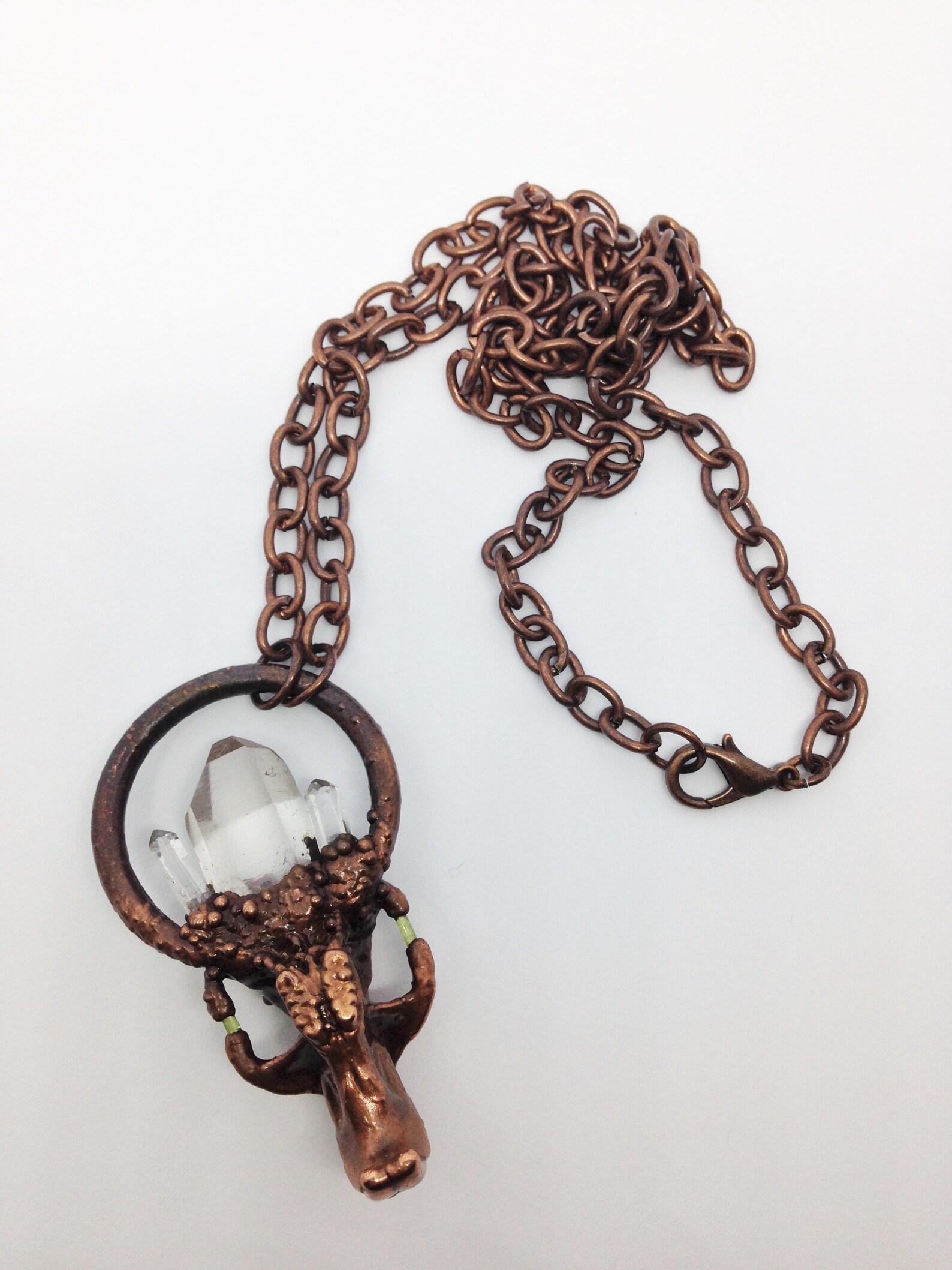 3o Vers | Copper Electroformed Mouse Skull With Clear Quartz Crystals ...