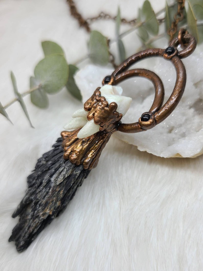Real Human Tooth Copper Electroformed Black Kyanite Amulet - Etsy