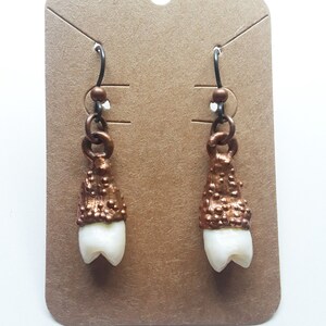 Real Human Tooth Copper Electroformed Earrings | Genuine Human Teeth ...