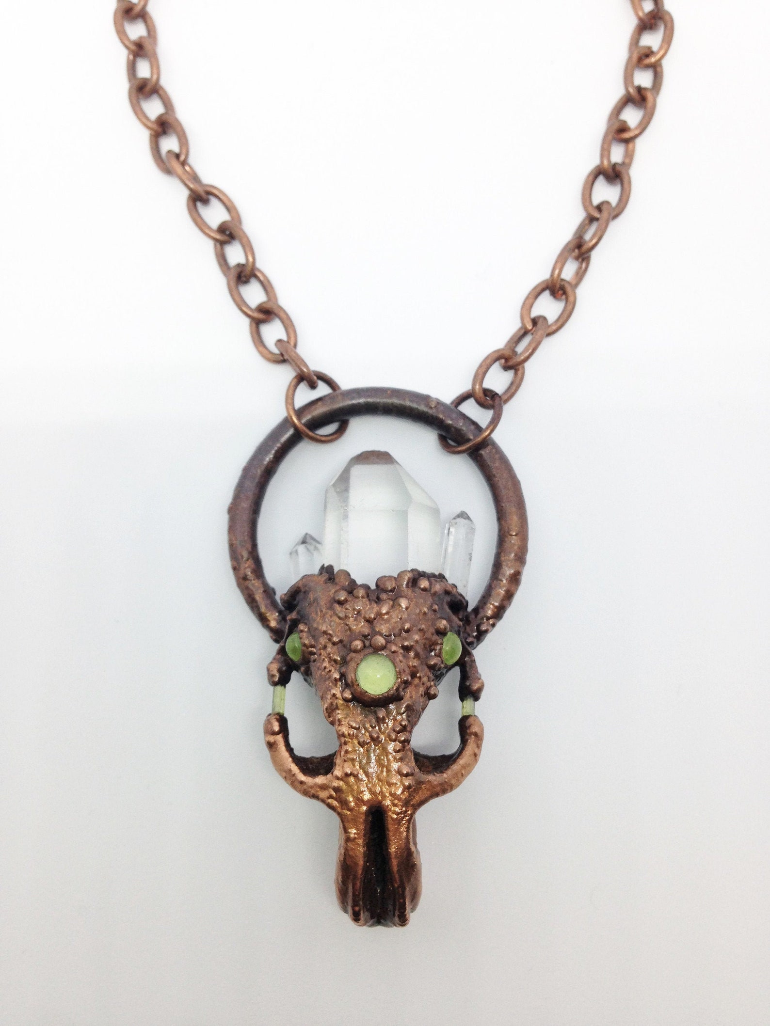 3o Vers | Copper Electroformed Mouse Skull With Clear Quartz Crystals ...