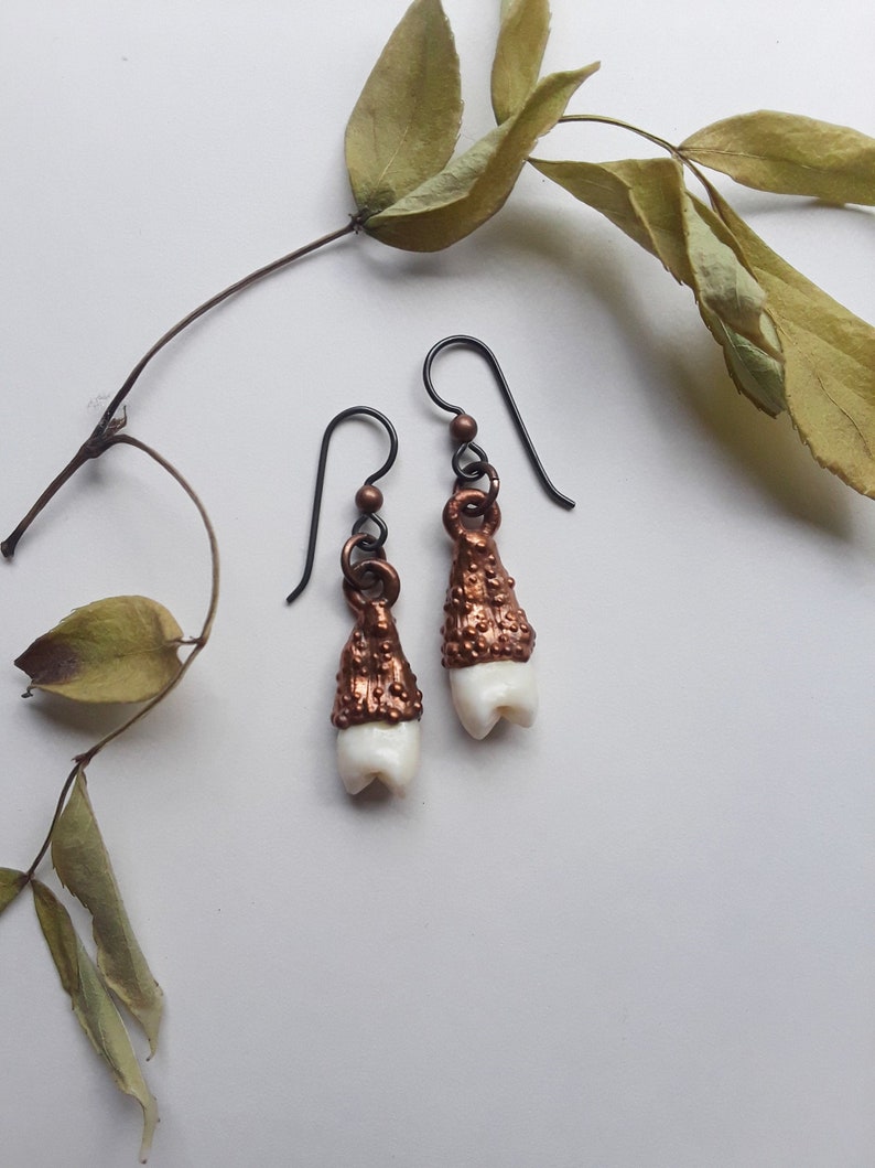 Real Human Tooth Copper Electroformed Earrings Genuine Human - Etsy