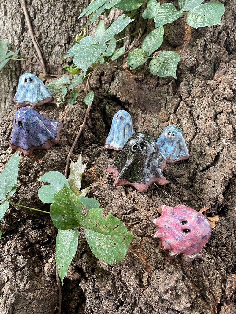 Ghosts Pottery Sculpture Ceramic Ghost, Pink Ghost, Handmade Pottery ...