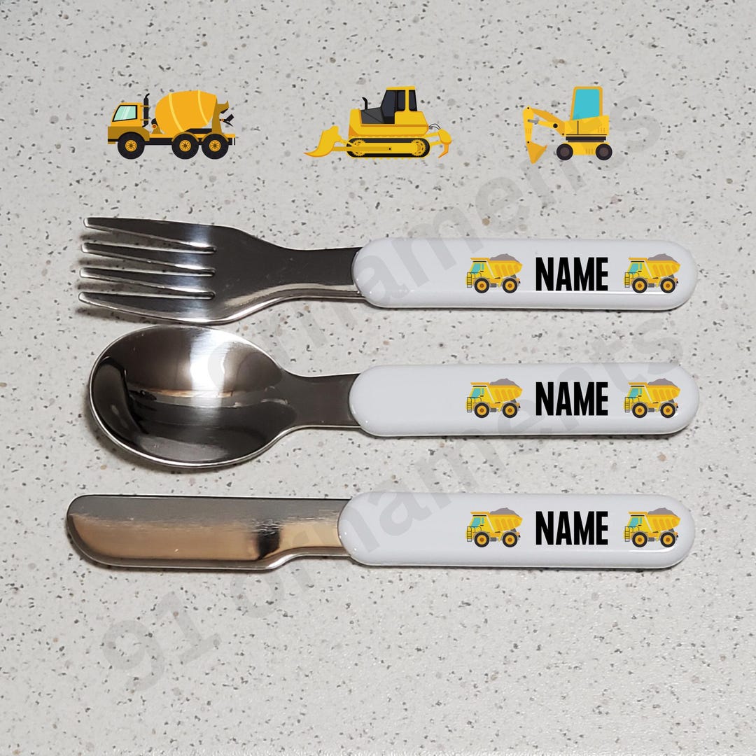 Construction Utensil Set: Kids Fork, Spoon & Knife - Etsy