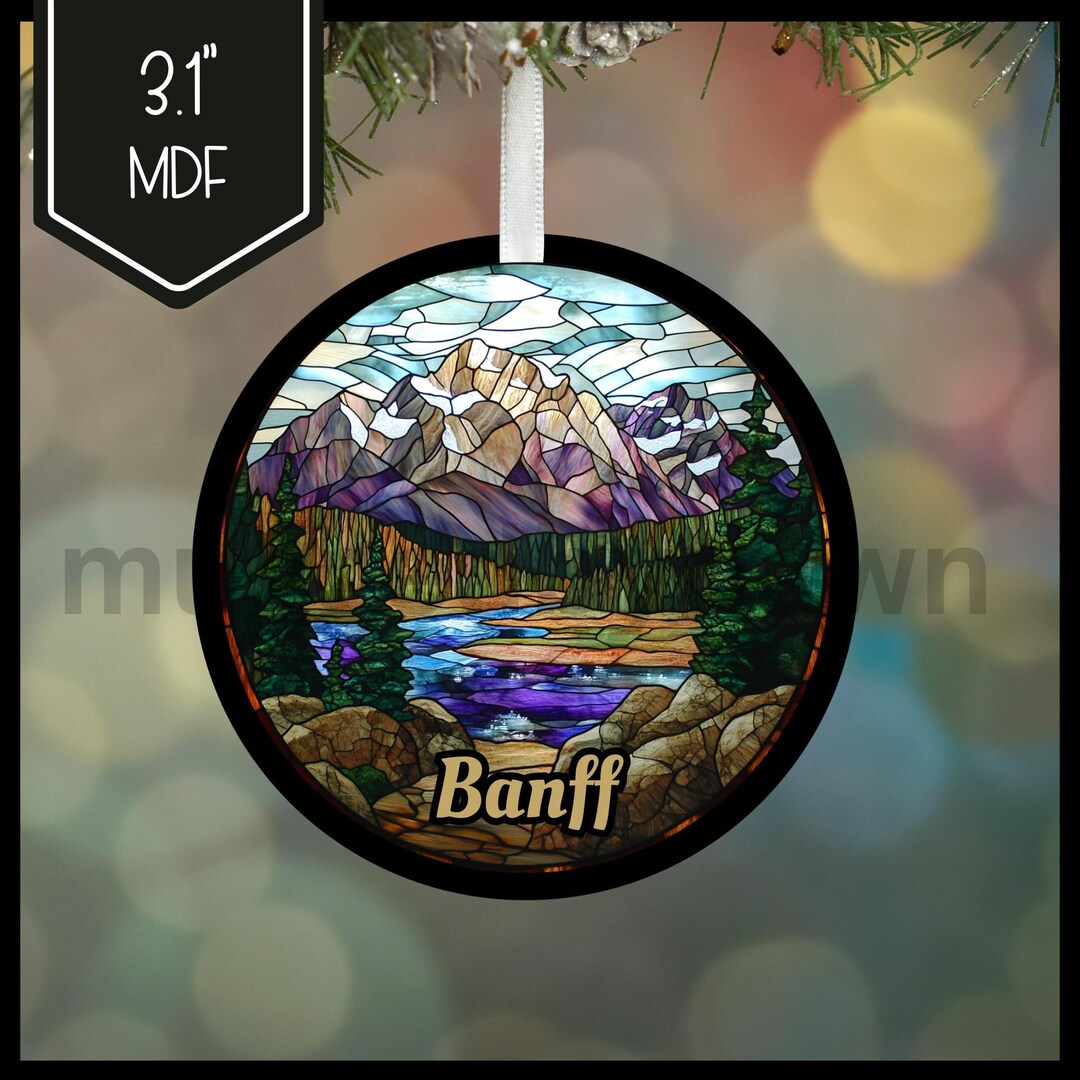 Banff Alberta Ornament: Stained Glass Style MDF Wood Keepsake - Etsy