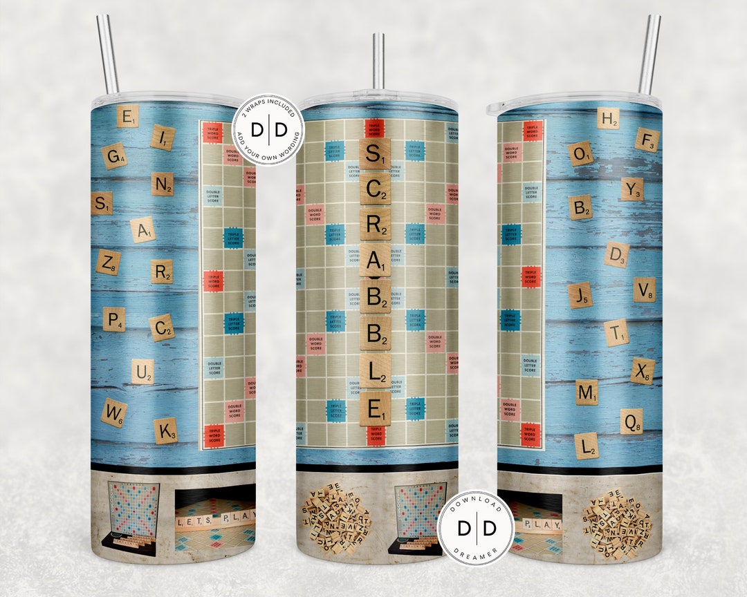 Scrabble Tumbler Wrap: Word Game Sublimation Design (PNG Digital ...