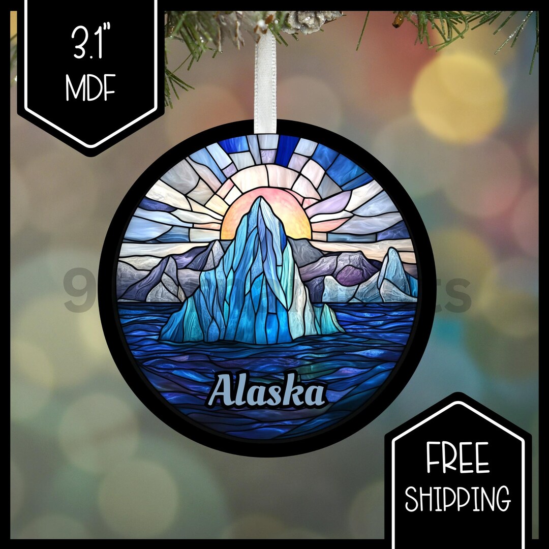 Alaska Iceberg Ornament: Stained Glass Look Keepsake - Etsy