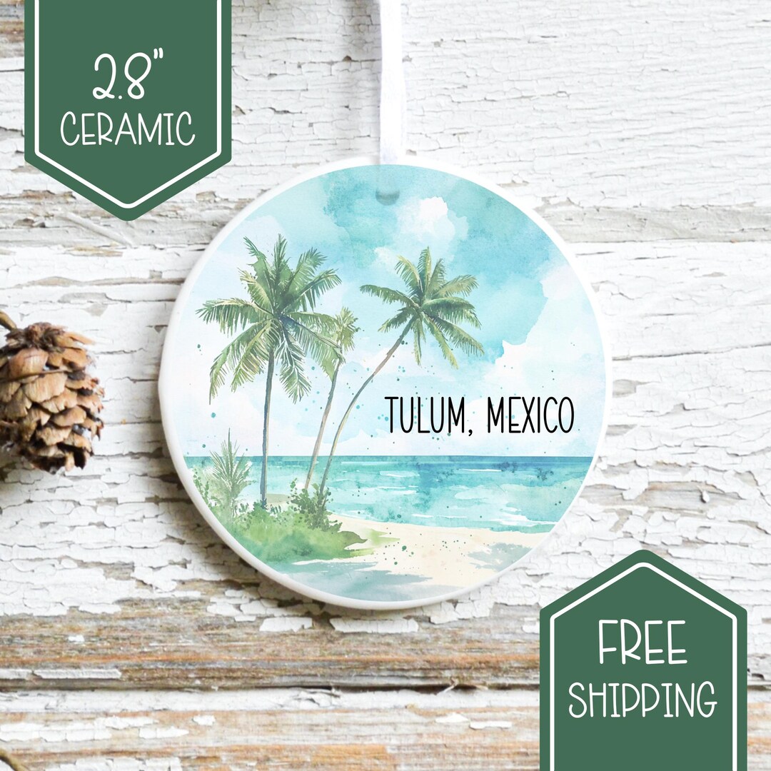 Tulum Mexico Ornament: Watercolor Tropical Keepsake - Etsy