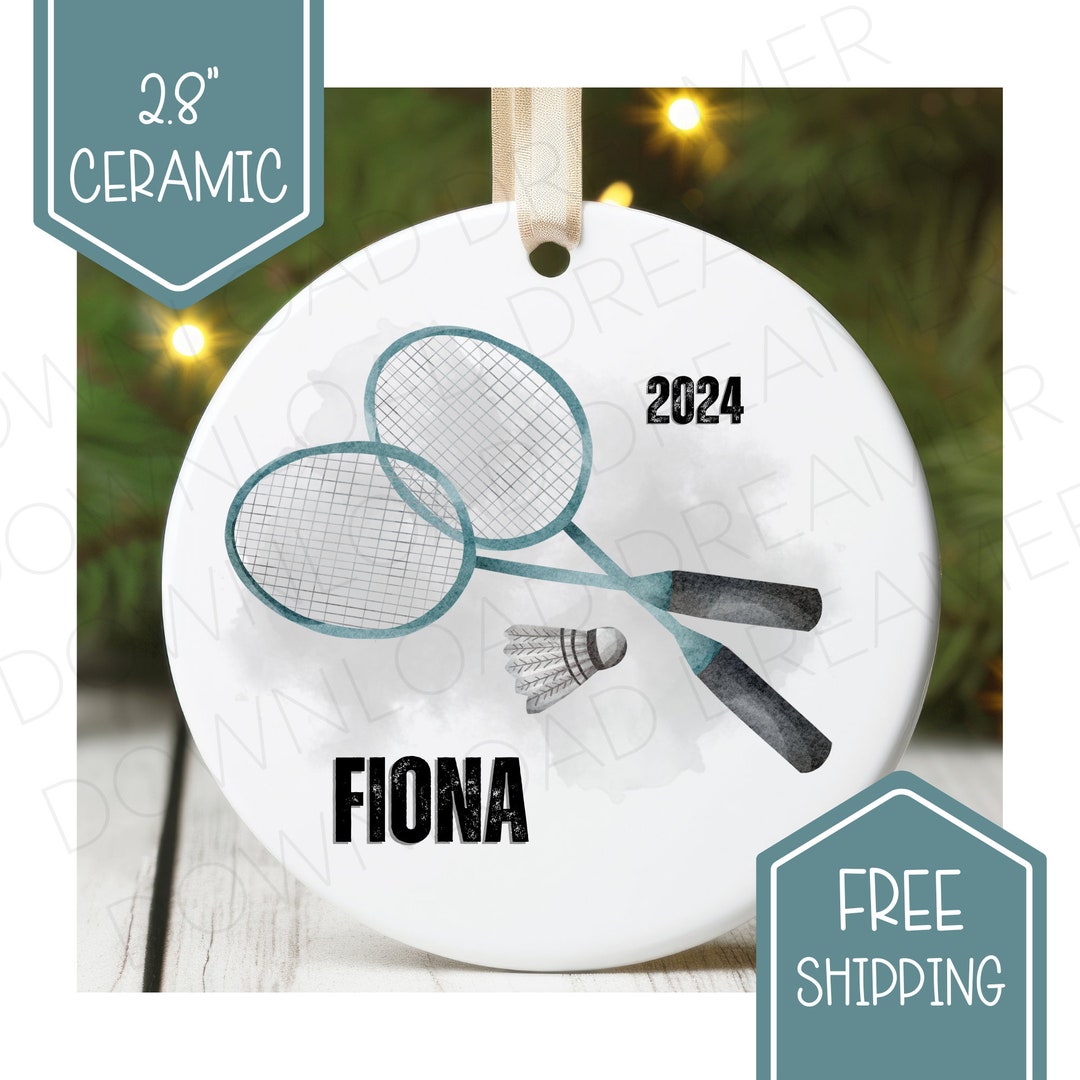 Badminton Ornament Ceramic Watercolor Custom Name - Etsy