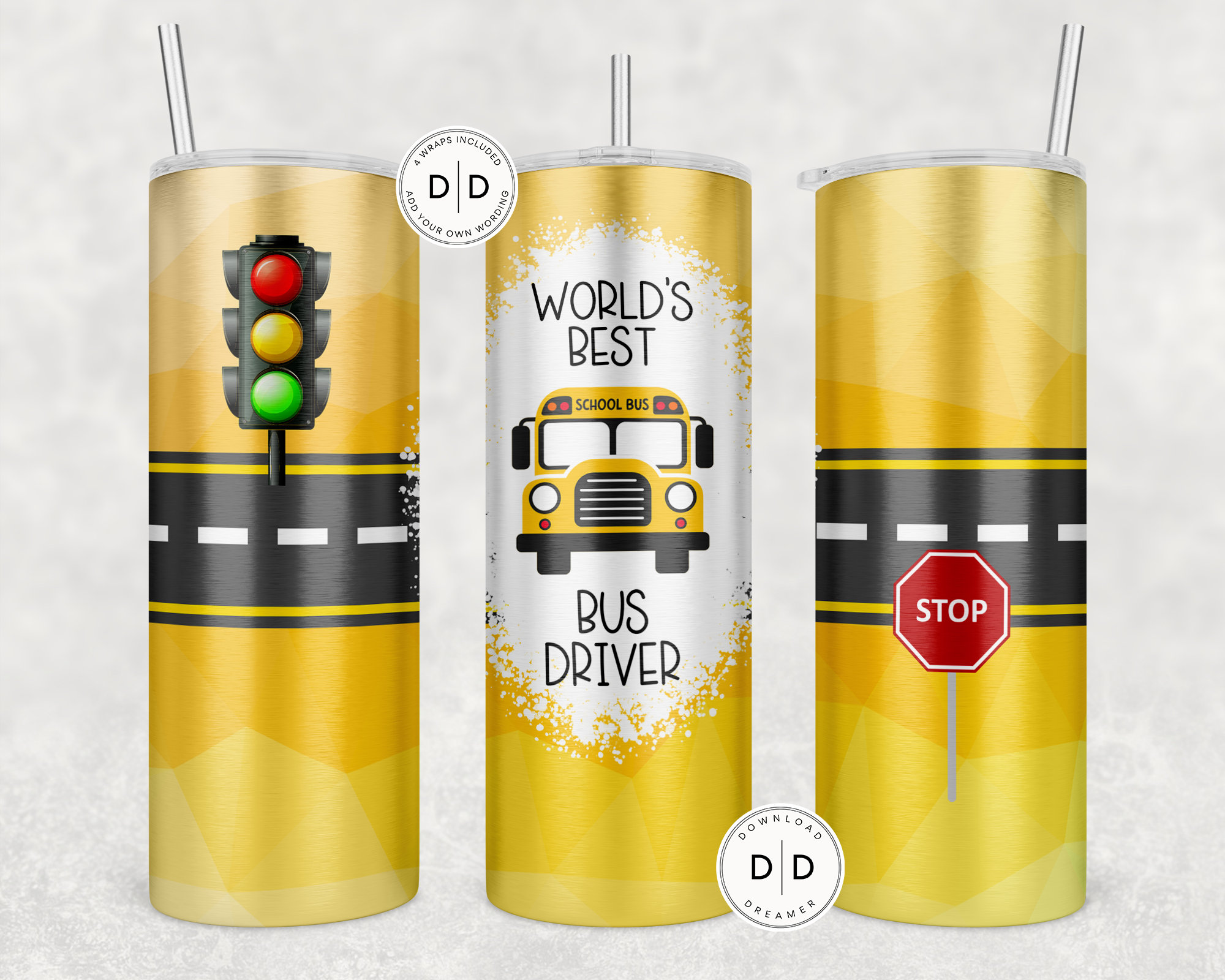 School Bus Driver Sublimation Tumbler Wrap Digital Stop Light Sign - Etsy
